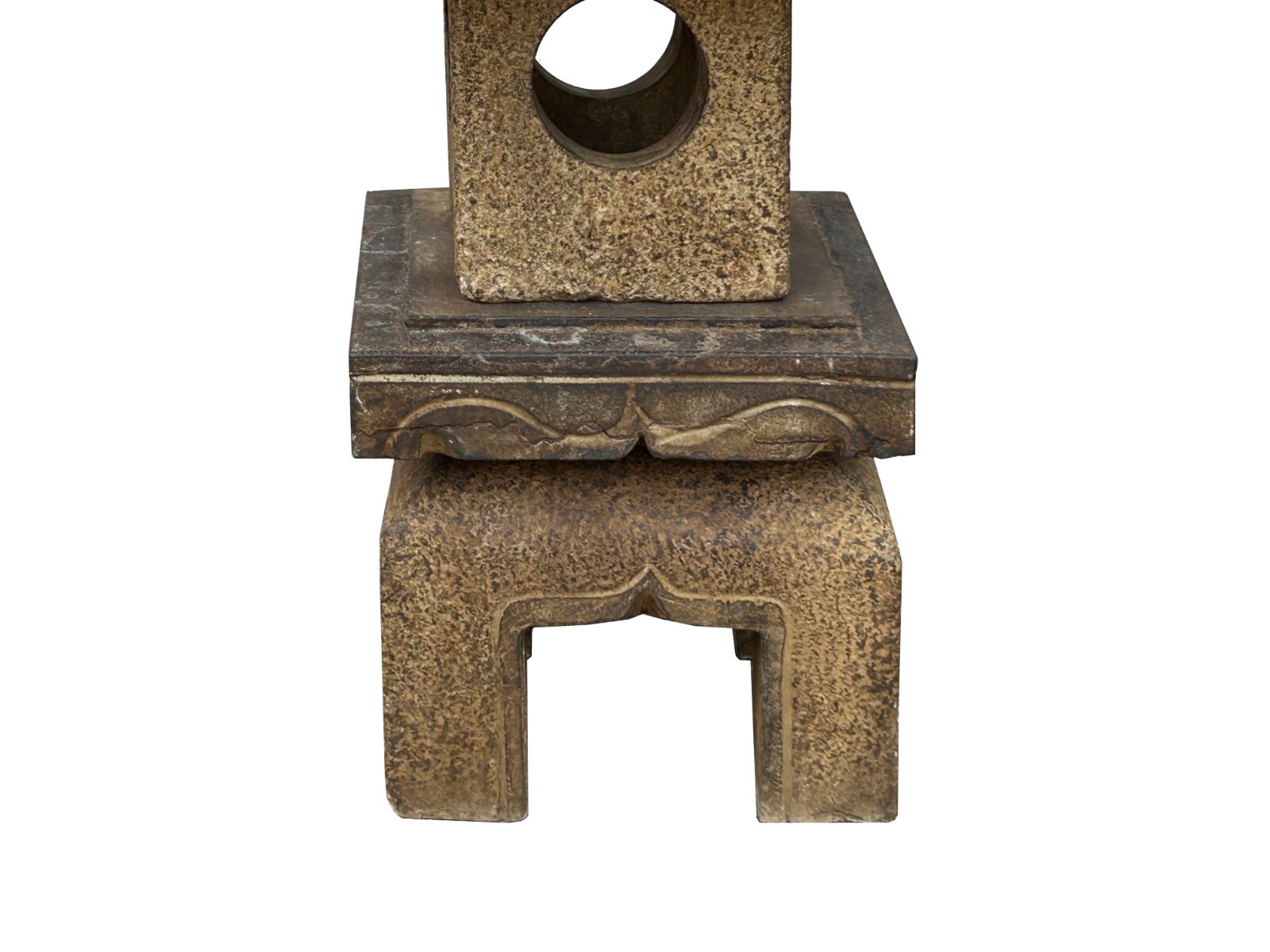 Chinese Gray Brown Square Top Pagoda Shape Garden Stone Lantern ws3646 ...