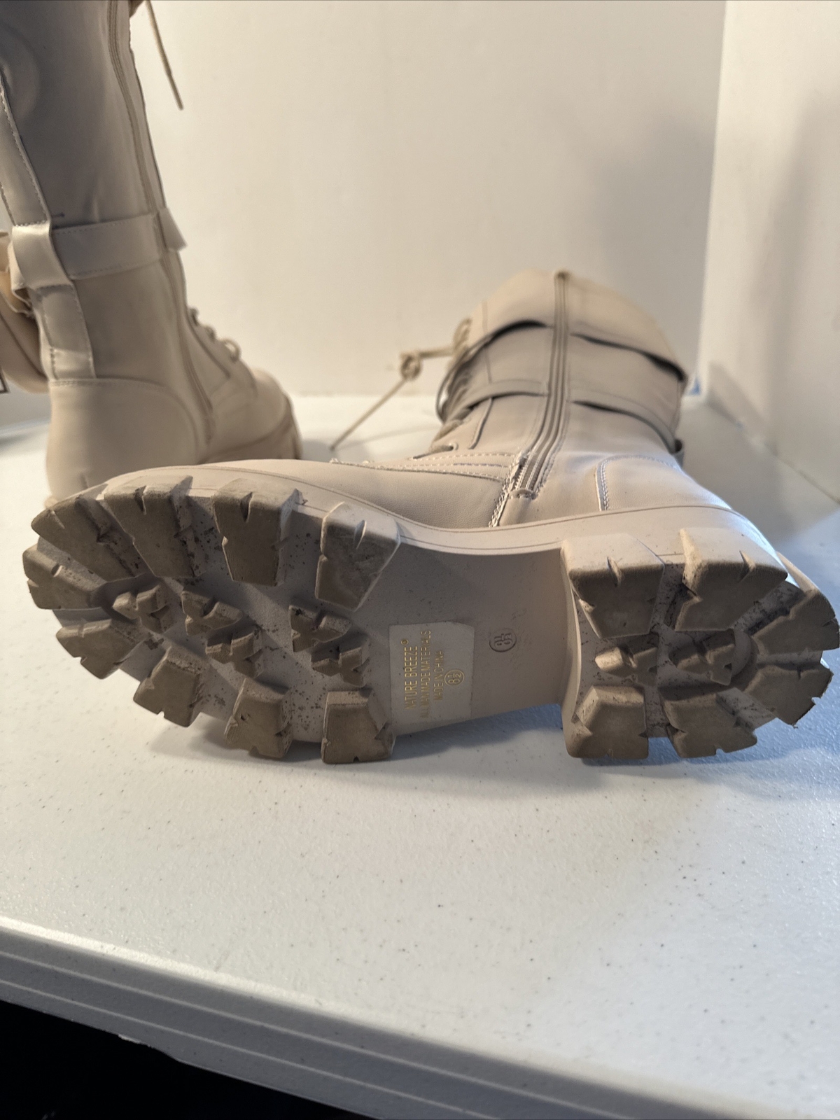 Nature Breeze Tan Thick Platform Knee High Boots Wom… - Gem