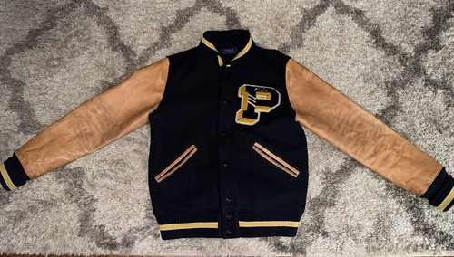 Polo Ralph Lauren Leather Wool Varsity P Letterman Jacket | eBay