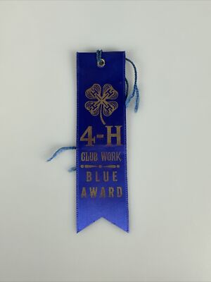 1960s Vintage 4-H Ribbon Club Work Blue Award | eBay