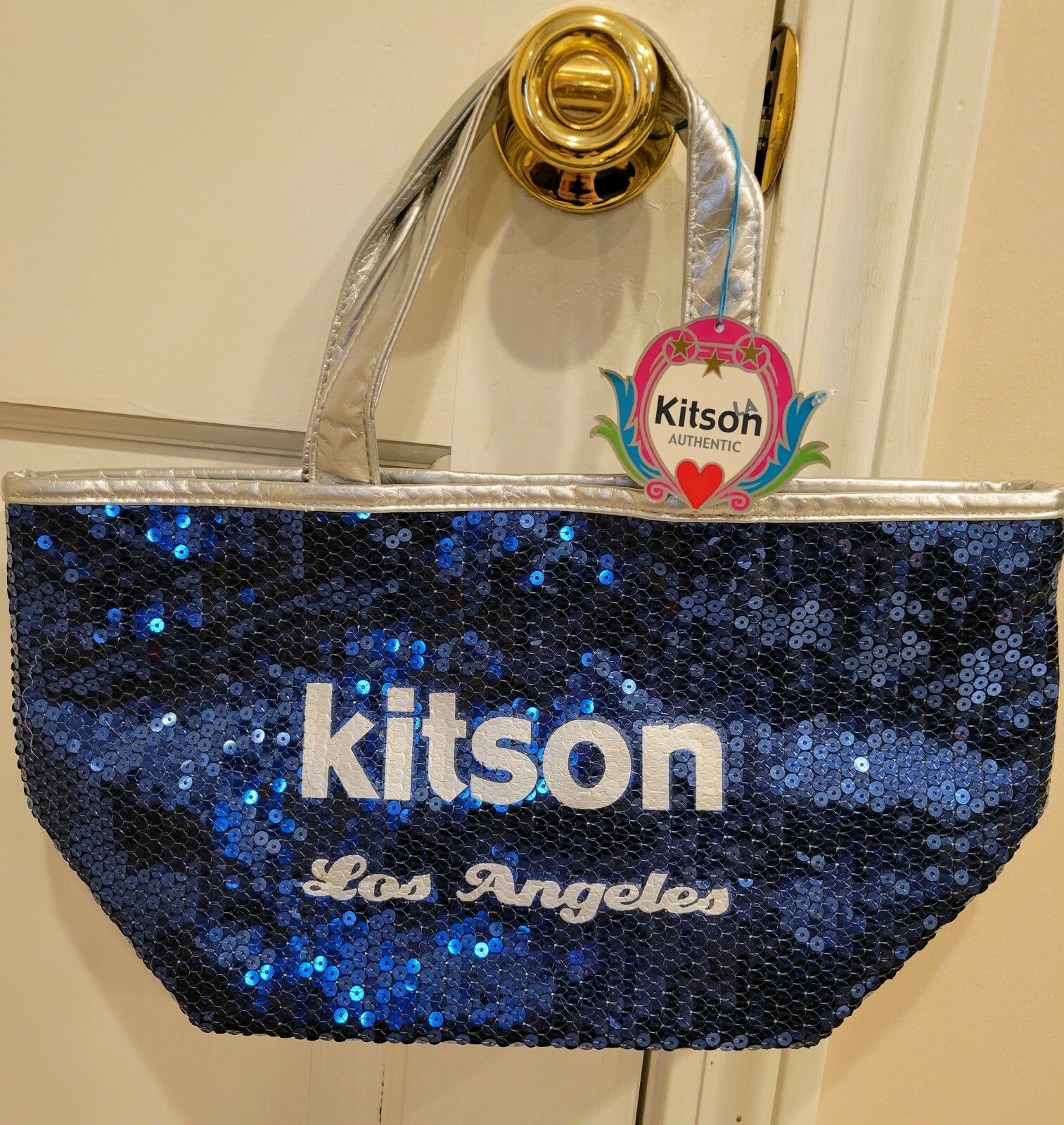 Kitson Los Angeles - New With Tags - Navy/Silver Trim Sequin Tote Bag ...