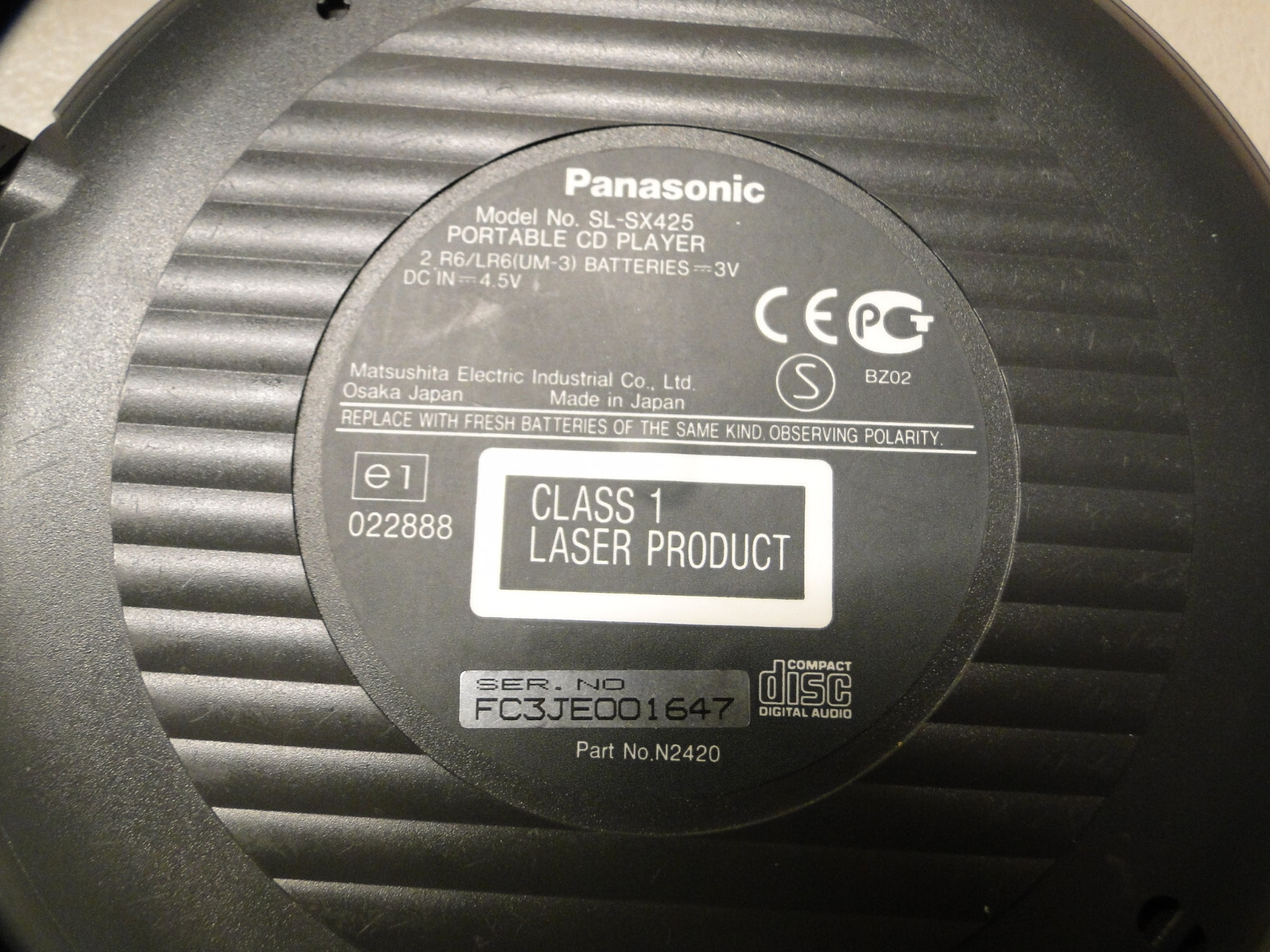 Panasonic SL-SX425 Portable CD MP3 Player + Remote Made In Japan | eBay