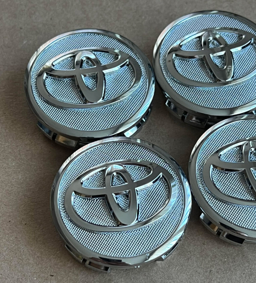 4x TOYOTA SILVER CHROME WHEEL RIM CENTER HUB CAP CAPS LOGO PRIUS ...
