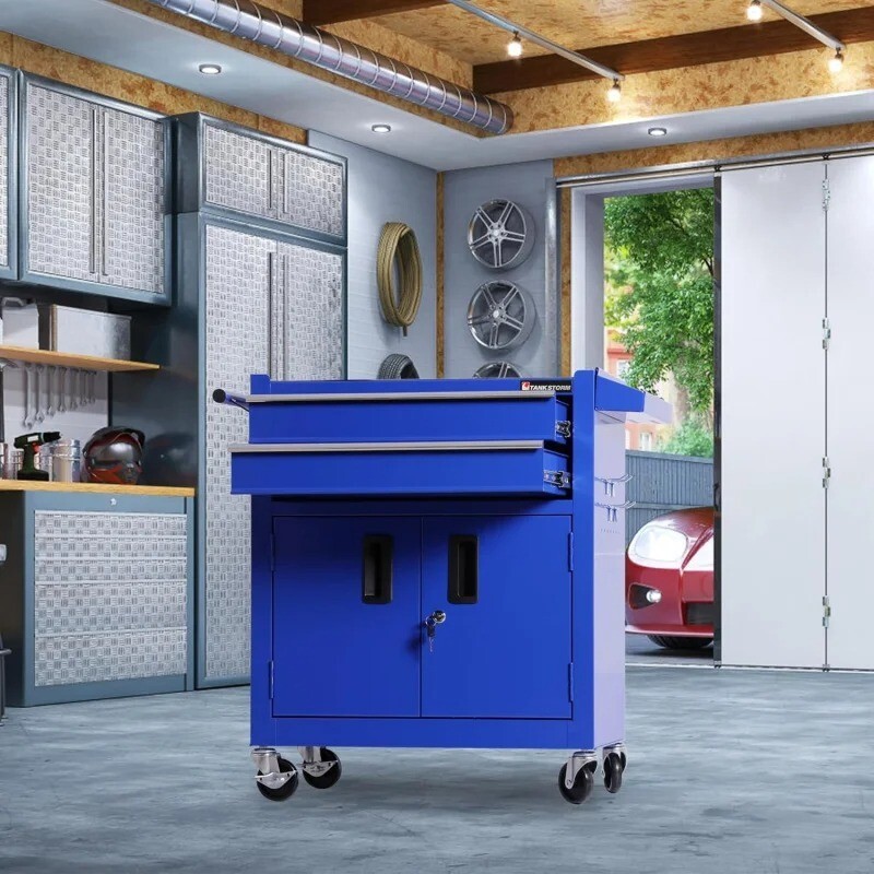 Tool Chest Heavy Duty Cart Steel Rolling Tool Box with Lockable Doors ...