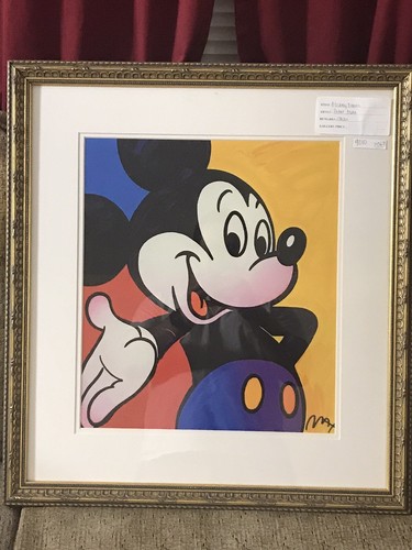 Peter Max Disney Mickey Mouse Signed Art Giclee Framed Cartoon 24x22 ...