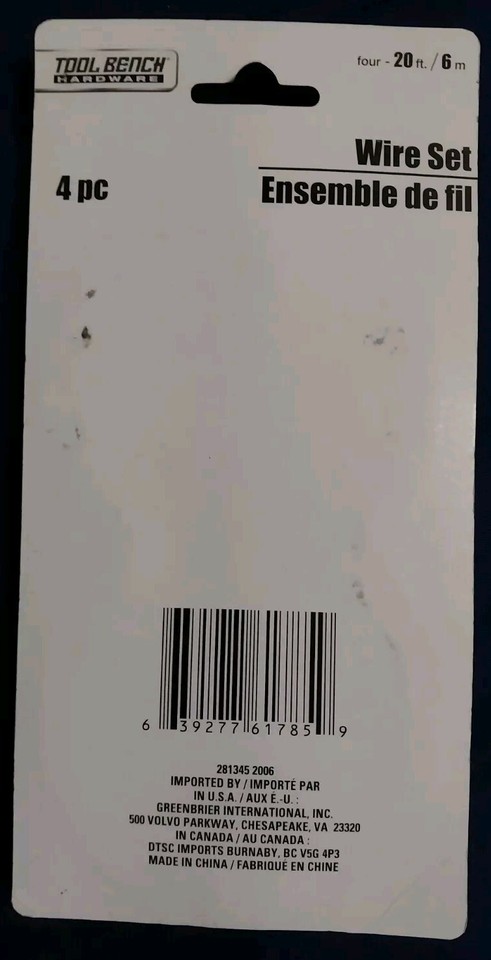 Tool Bench Hardware Pack of 4 Wire Set - Red & Black - 20 ft / 6m | eBay