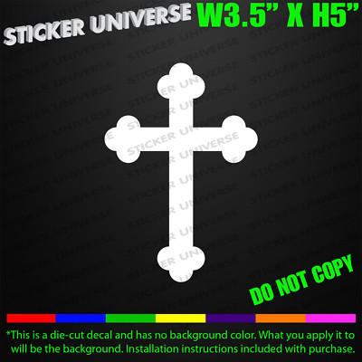 Christian Budded Cross Car Window Decal Bumper Sticker Cathedral Bible ...