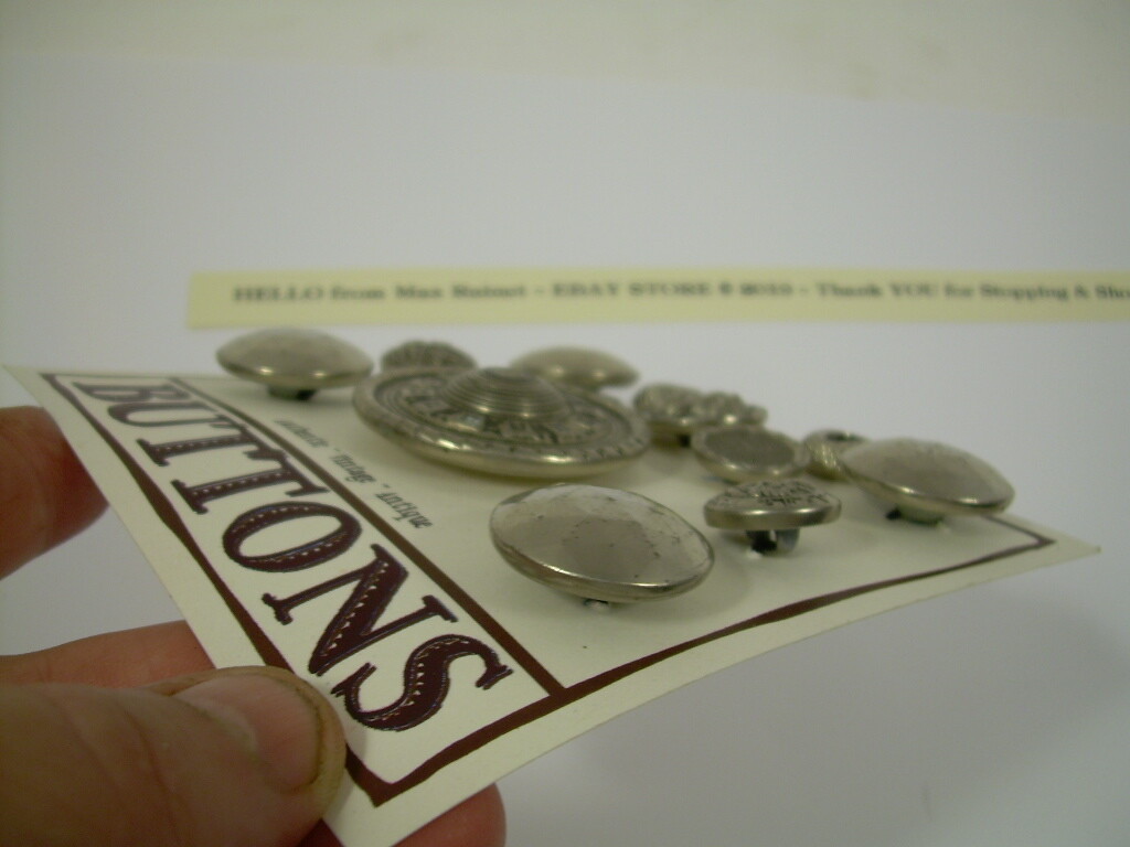 12 FANCY Silver Metal Buttons Mix ½-1½" * VINTAGE * * * * OLD STOCK art ...
