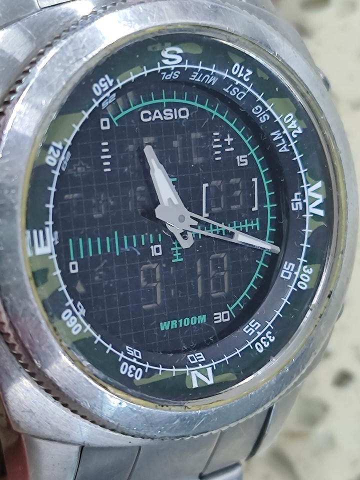 Vintage Casio Ana Digi Watch Amw 707 Mod 4392 THERMOMETER Working Used ...