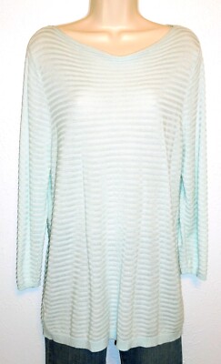 Loft Women's Size XL Long Sleeve Striped Light Blue Rayon Cotton Knit ...