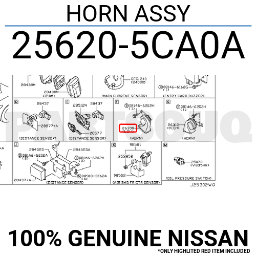 256205CA0A Genuine Nissan Horn ASSY 25620-5ca0a for sale online | eBay