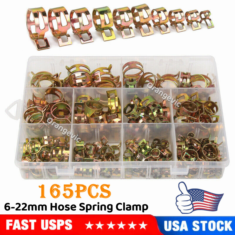 75/115Pcs Hose Spring Clamps Fastener Fuel Line Water Pipe Tube Clips ...