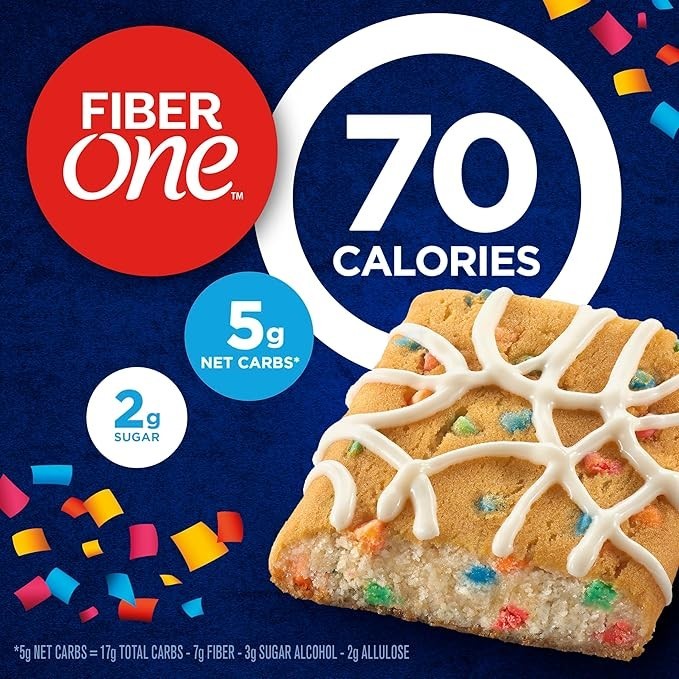Fiber One 70 Calorie Soft-Baked Bars, Birthday Cake, Snack Bars, 12 Ct ...