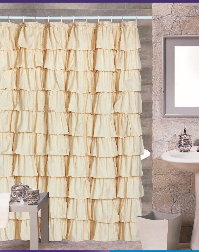 Ruffle Fabric Shower Curtain Assorted Color | eBay