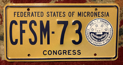 FEDERATED STATES OF MICRONESIA CONGRESS POLITICAL LICENSE PLATE WITH ...