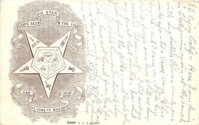 Early Printed Postcard Eastern Star Symbols & Motto posted Undiv Back ...