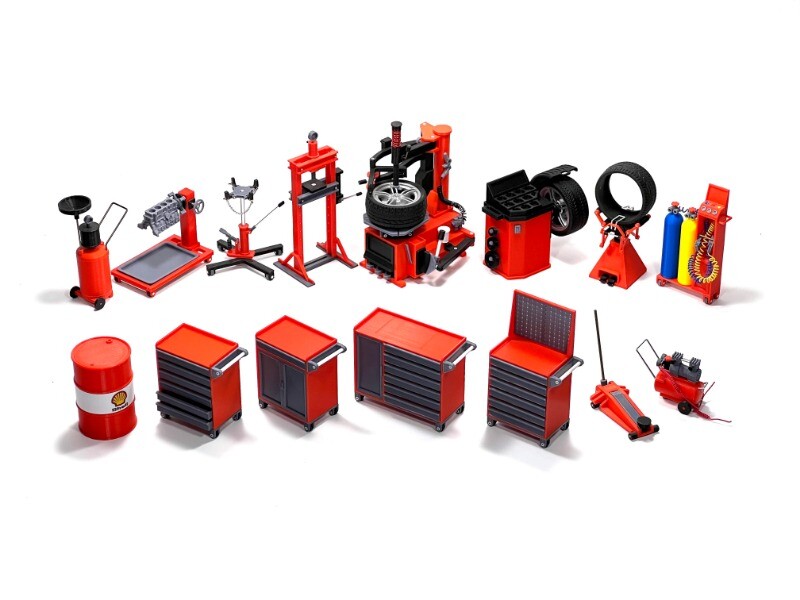 Diorama 1/18 Car Garage Props Model Workshop Repair Tool Scene Model ...