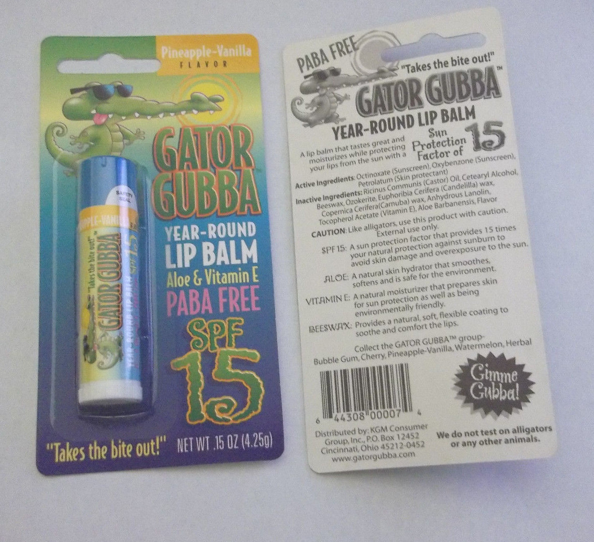2 Sticks Gator Gubba Pineapple Vanilla Sunscreen Lip Balm SPF 15 ...