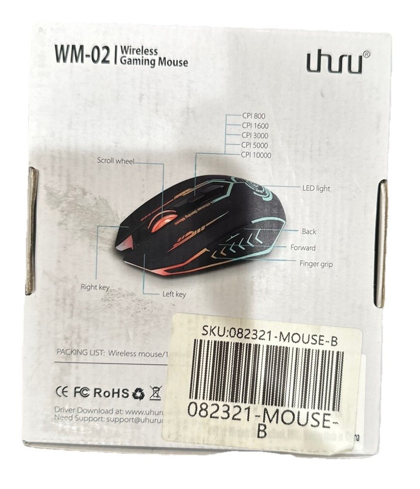 Wireless Gaming Mouse Up to 10000 DPI, UHURU Rechargeable USB Wireless ...