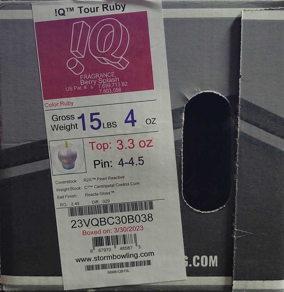 15lb Storm IQ Tour Ruby - Mint Condition - 1st quality - Used 18 games ...