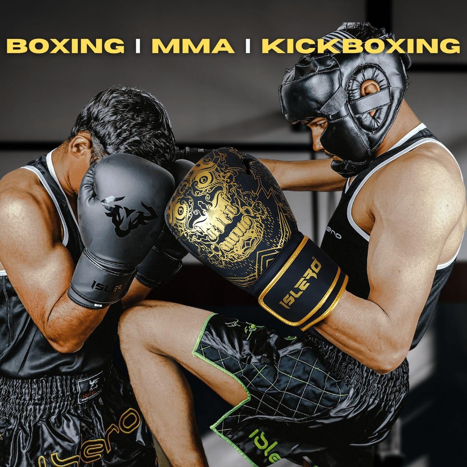 Pro Leather Boxing Gloves,MMA,Sparring Punch Bag,Muay Thai Training ...