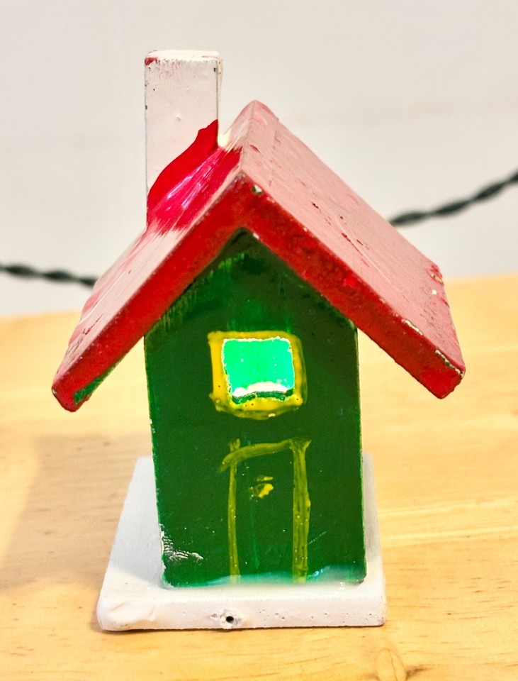 Vtg Miniature Hand-Painted Wooden Church String Light Set - 10 Churches ...