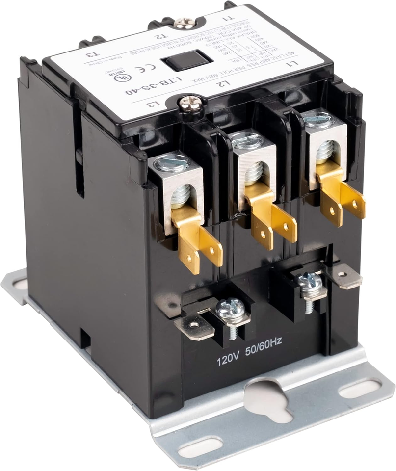 Ultra Durable 3 Pole 40 Amp Contactor 120 VAC Coil Definite Purpose ...