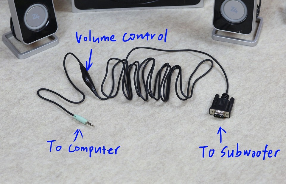 Control Pod Bypass Cable w/ volume control for Logitech Z-4 Computer ...
