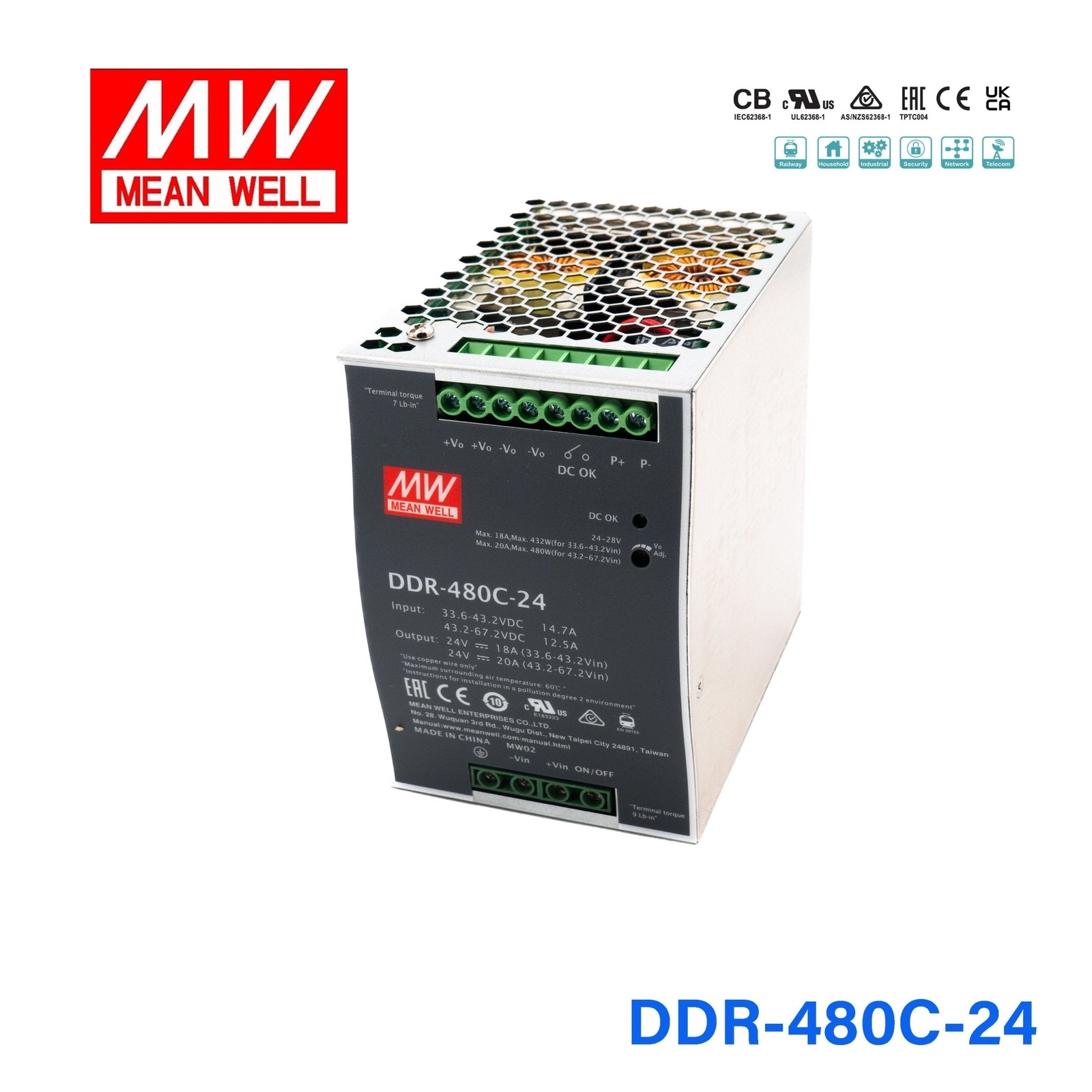 Mean Well DDR-480C-24 DC-DC Converter - 480W - 33.6~67.2V in 24V out | eBay