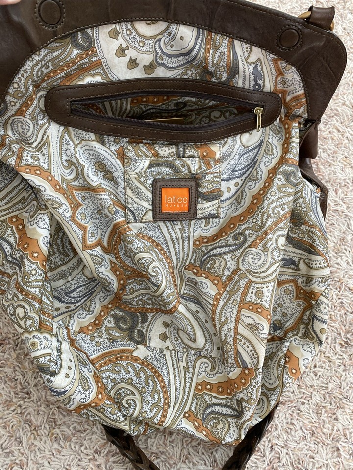 Latico Brown Leather Braid Handles Handbag Shoulder Bag | eBay