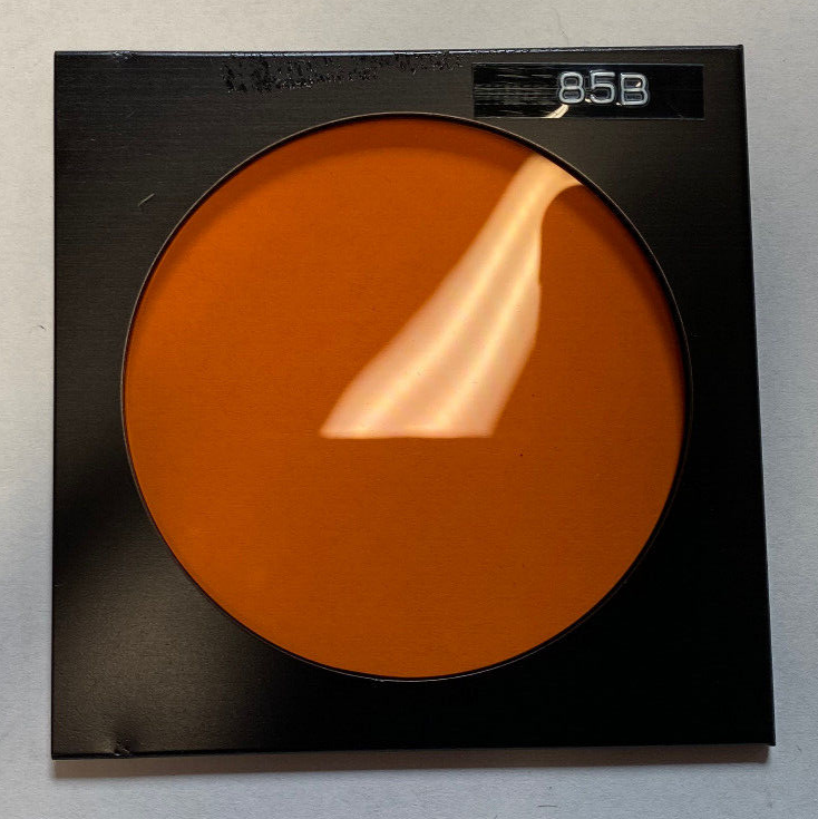 KODAK WRATTEN GELATIN FILTER NO. 85B 3" /7.6cm Square opened W/ Filter ...