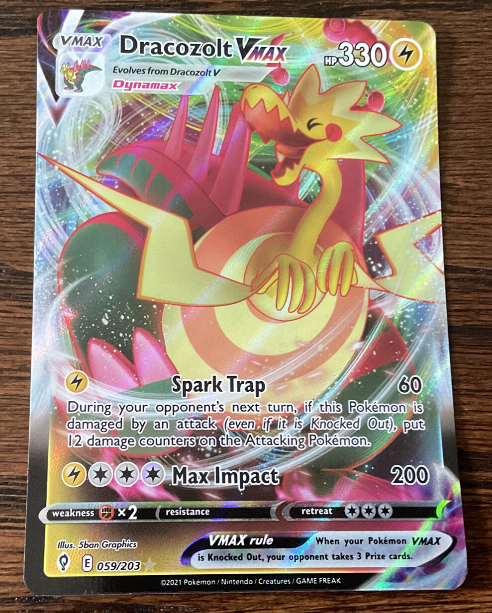 Dracozolt VMAX (Full Art) 059/203 Evolving Skies Near Mint Pokemon TCG ...