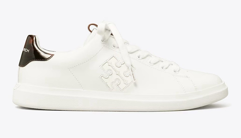 NEW NIB SZ 9 TORY BURCH DOUBLE T HOWELL COURT WHITE CRETA LEATHER ...