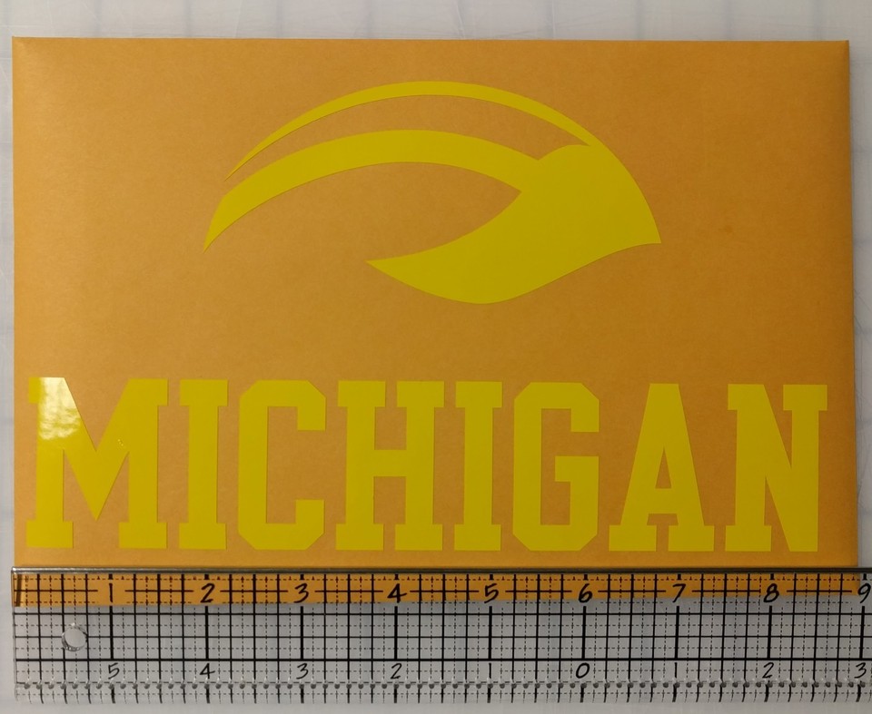 Large Michigan Wolverines Winged Helmet Maize Vinyl Decal/Sticker - 8.5 ...