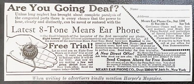 Deafness Cure 8-Tone MEARS EAR PHONE Vtg Hearing Aid 1914Quack Medicine ...
