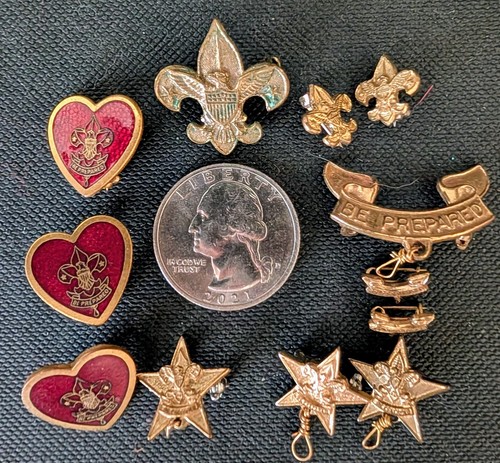 BSA Pins 2 rank (Tenderfoot 2nd Class) + 10 Mini Pins (Ten, 2nd, Star ...