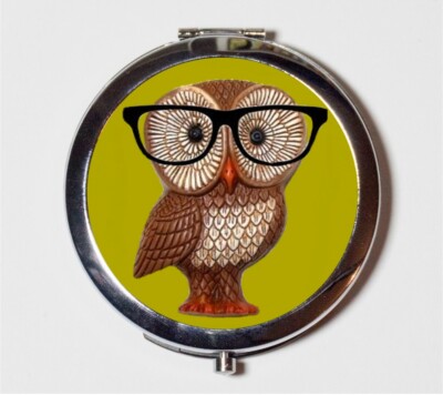 Owl Nerd Hipster Animal Art Compact Mirror Make Up Pocket Mirror ...