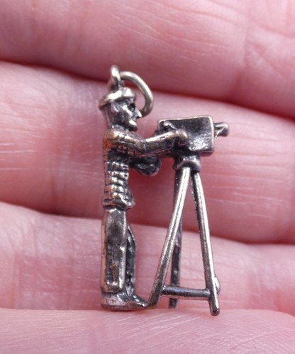 1940’s Sterling Silver Motion Pictures Movie Camera Man 3D Bracelet ...