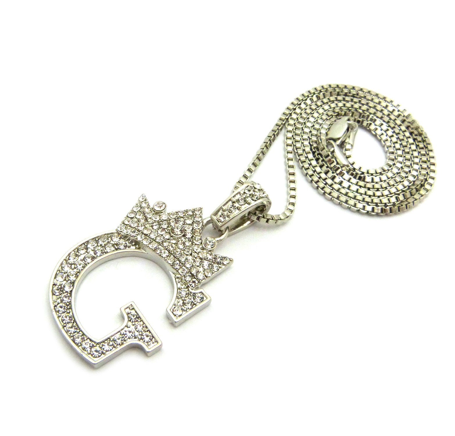 NEW KING 'G' PENDANT & 24" BOX/CUBAN/ROPE/FOX CHAIN HIP HOP NECKLACE ...