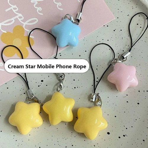 ins Phone Lanyard Pink/Yellow/Blue Five Pointed Star Mobile Phone Chain ...