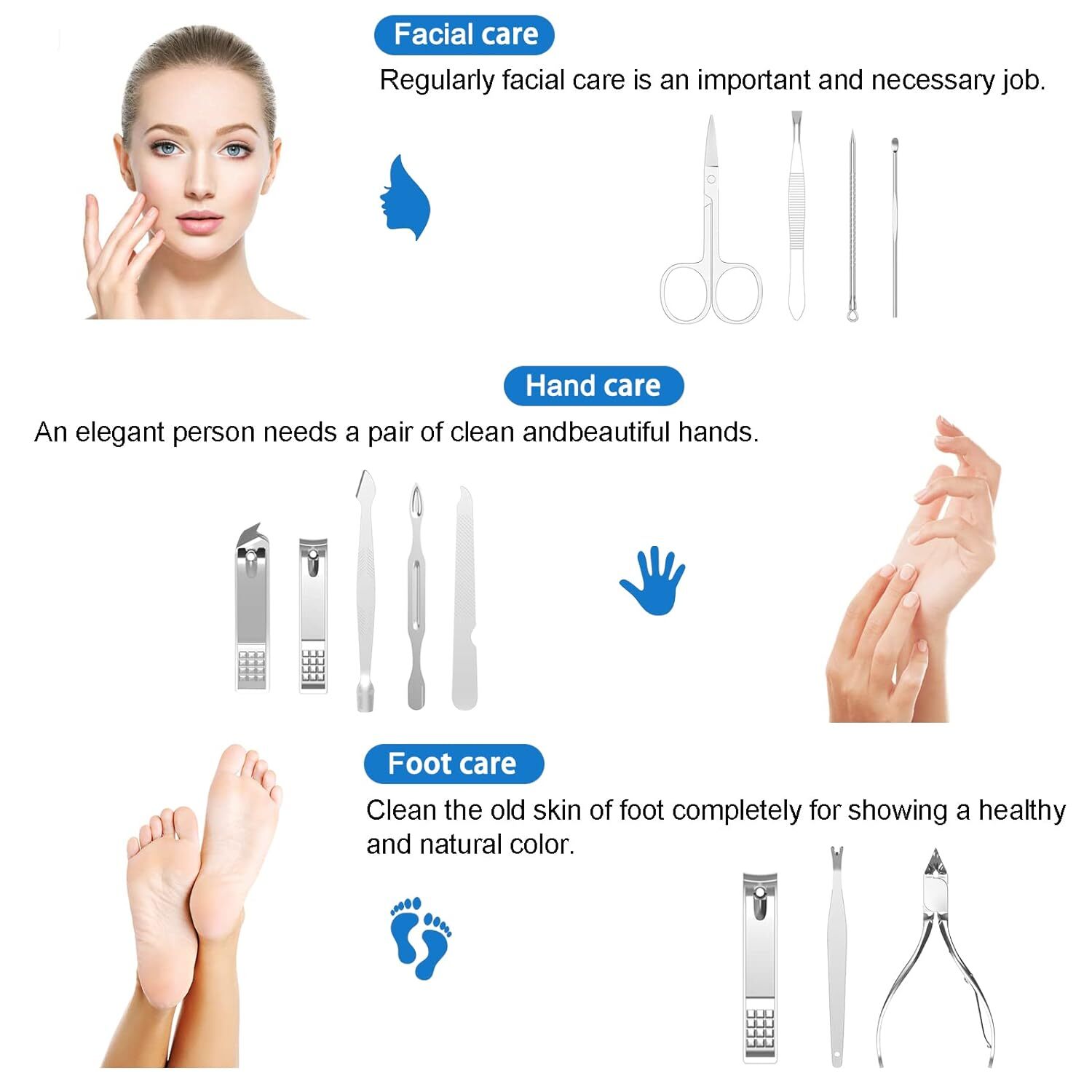 Manicure, Pedicure Kit, Nail Clippers, Professional Clippers 12pcs ...