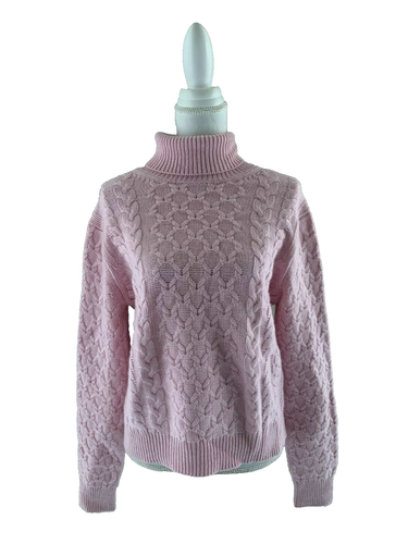 Neiman Marcus 100% Cashmere Cable Knit Turtleneck Sweater Womens Size S ...