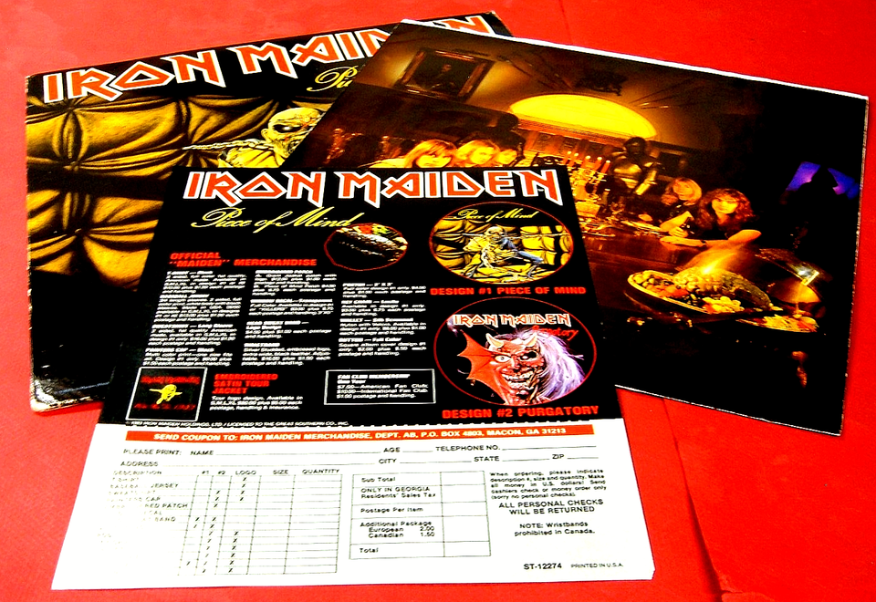 Iron Maiden "PIECE OF MIND" 1983, Capitol ST-12274 W/Merchandise form ...
