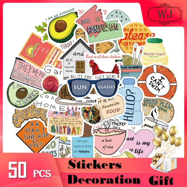 50pcs Vine Word INS 6 Style VSCO Vinyl Decal Stickers Laptop Waterproof ...