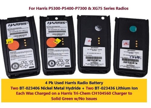 4 Pk Used Harris Radio Battery XG75/P7300/P5500/P5400/5300 BT023406 ...