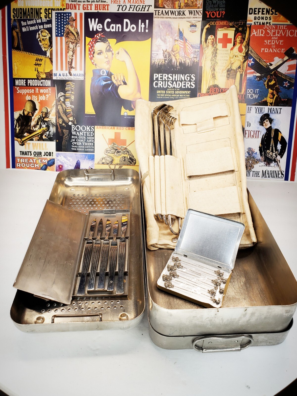 WWII GERMAN MEDICAL SURGICAL SET INSTRUMENT FIELD GEAR MILITARY Scalpel ...