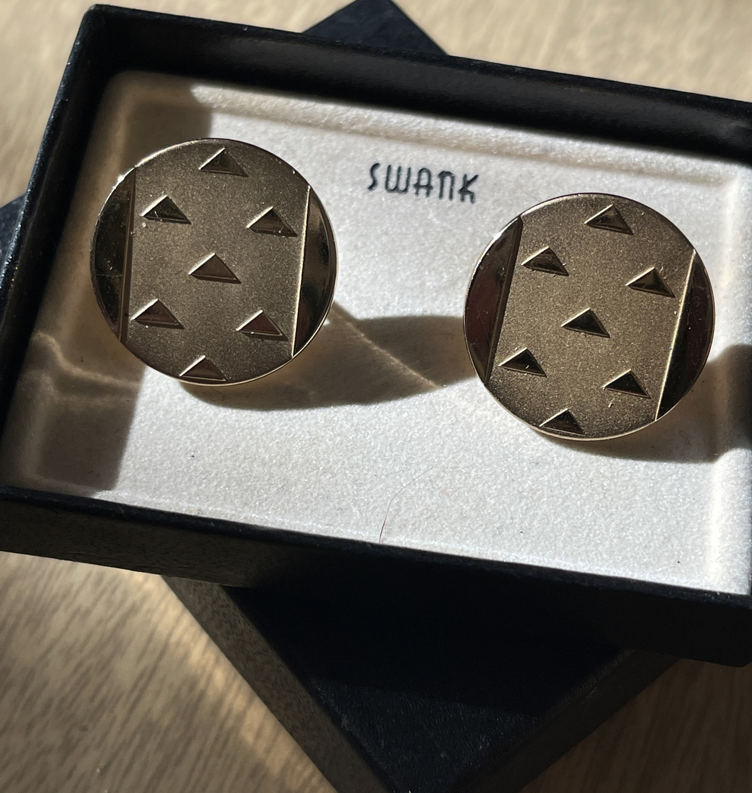 Swank Vintage 60s Brushed Texture Round Cufflinks In … - Gem
