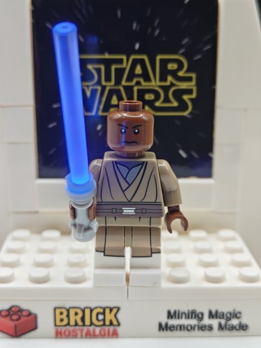 NEW Star Wars Mace Windu Light Up Light Saber Custom Lego Minifigure ...