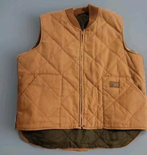 Vintage Men's Quilted Duxbak Duck Canvas Vest 2X Tan Work Hunting Chore ...