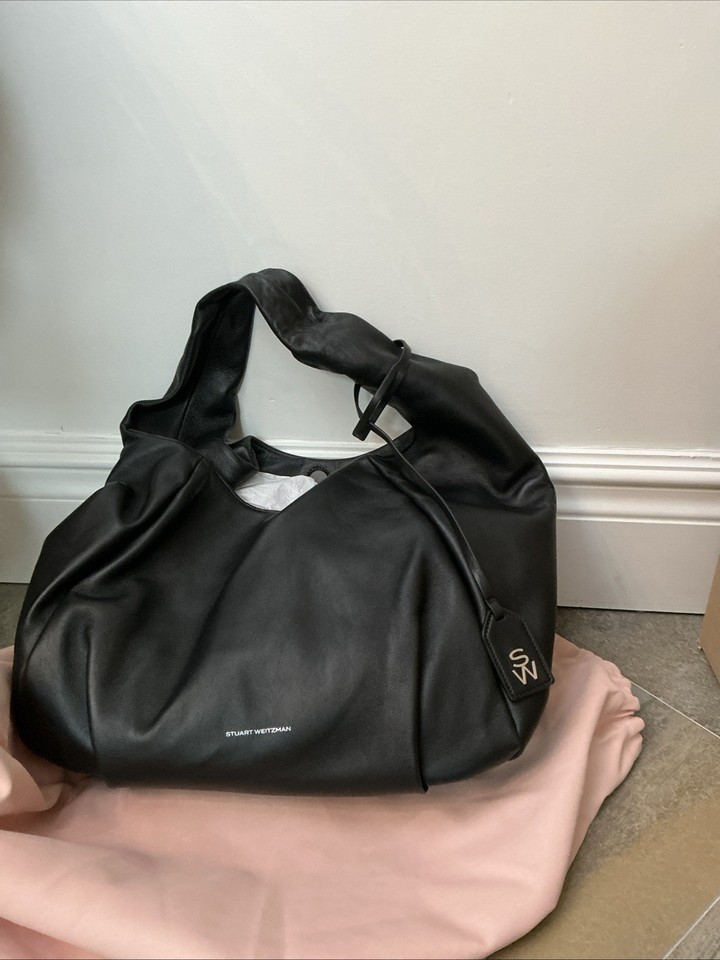 Stuart Weitzman Moda Black Leather Hobo Bag | eBay